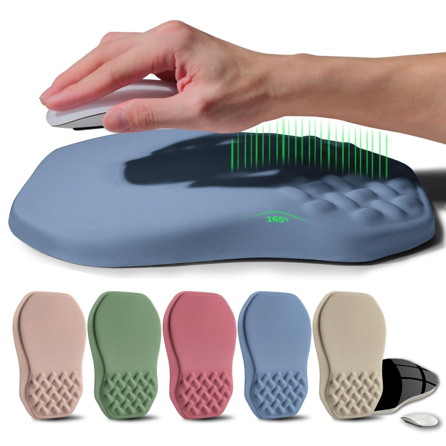 Ergonomic Raised Mouse Pad Wrist Rest with Dual Side Ramp Memory Foam ...