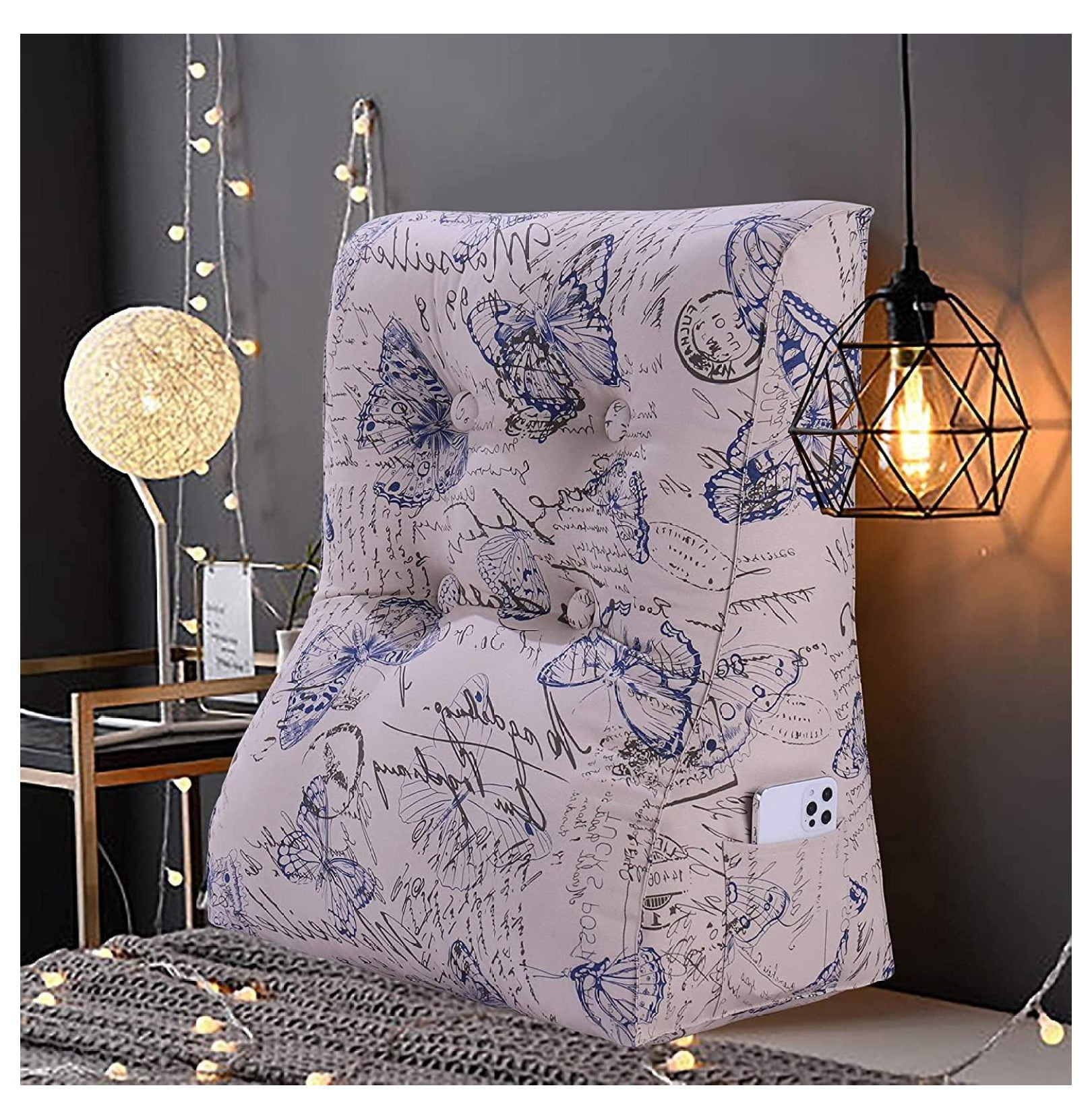 Ergonomic Reading Bed Rest Pillow Curved Shape Heightening Backrest ...