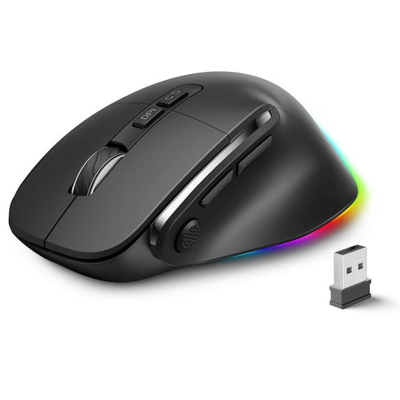Ergonomic Rechargeable Mouse with Jiggler, Bluetooth+2.4G Wireless ...