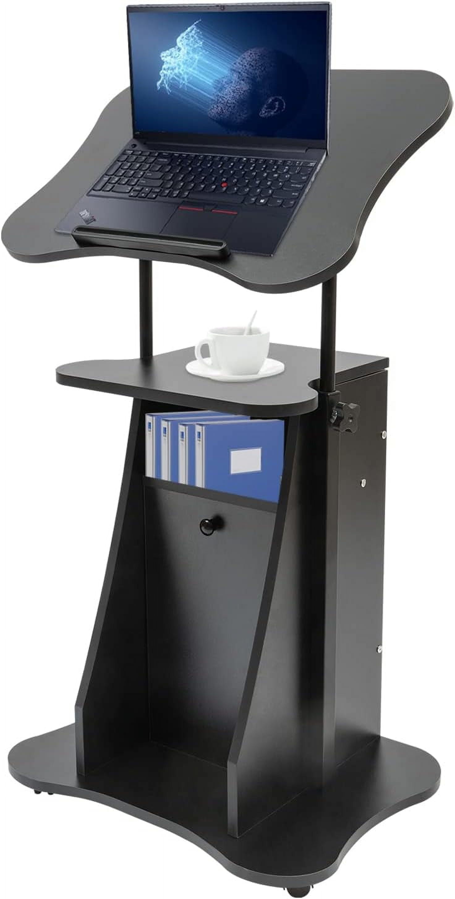 Ergonomic Rolling Laptop Podium Set with Height Adjustable Lectern Cart ...