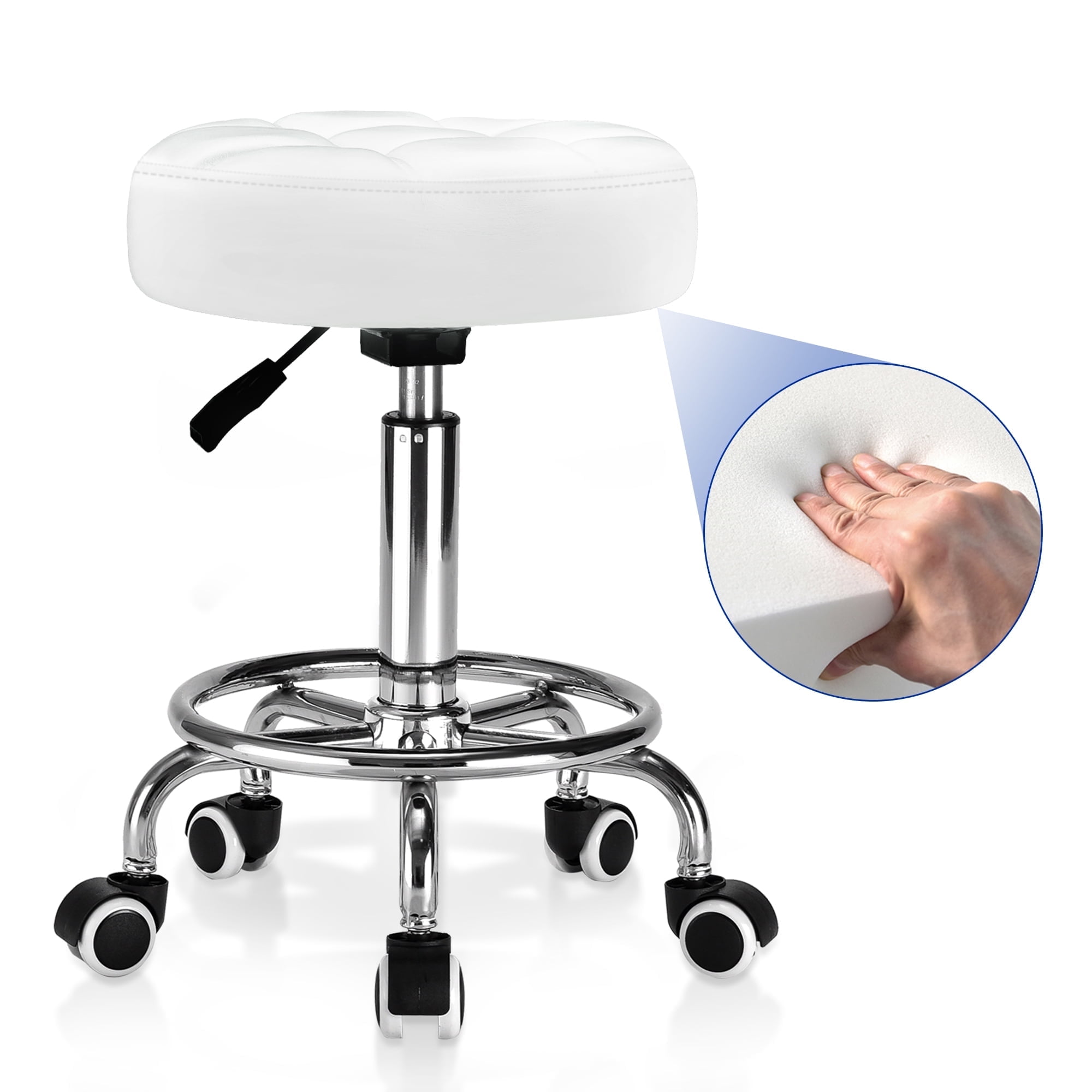 YEEZEE Ergonomic Rolling Stool with Adjustable Footrest -with Swivel ...