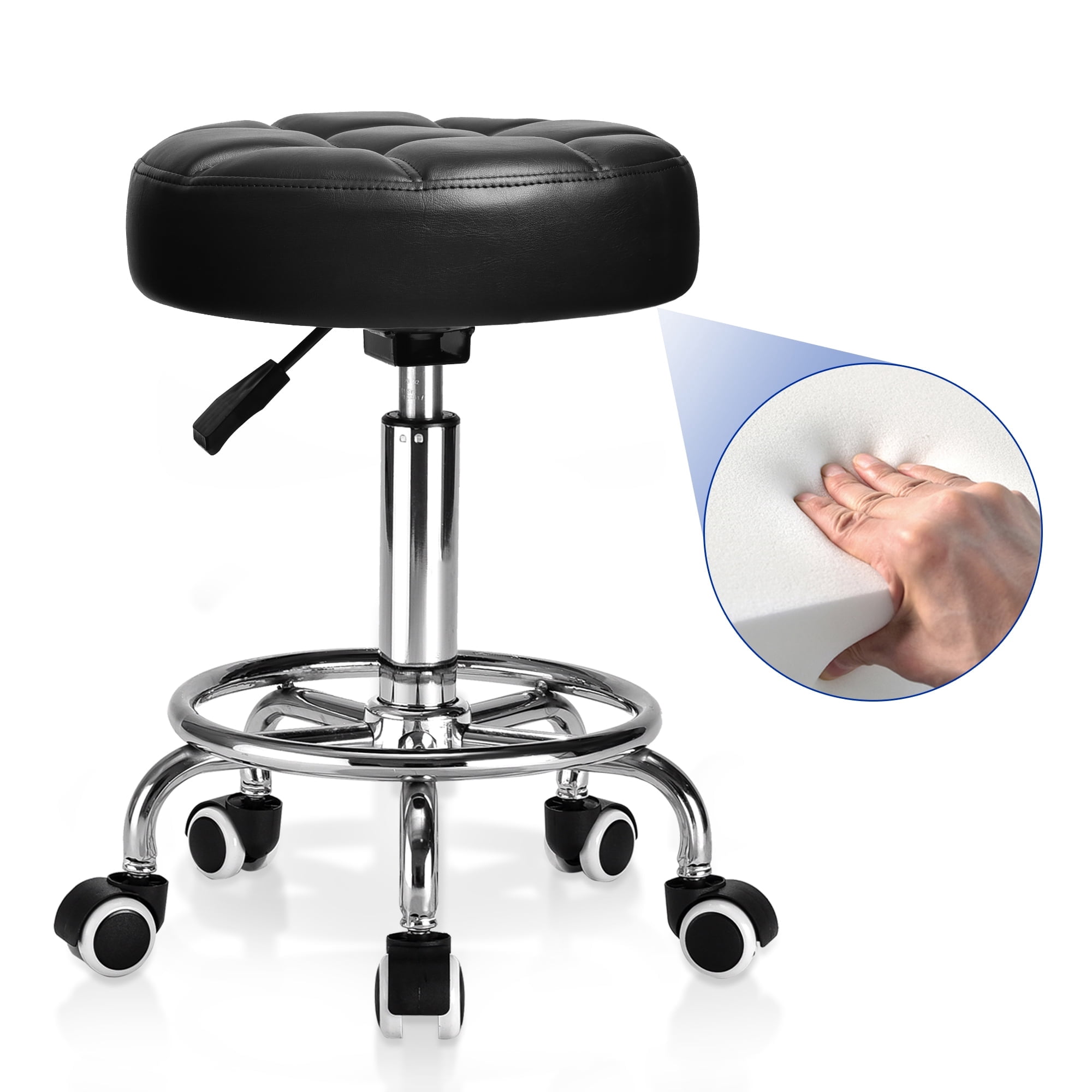 YEEZEE Ergonomic Rolling Stool with Adjustable Footrest - With Swivel ...