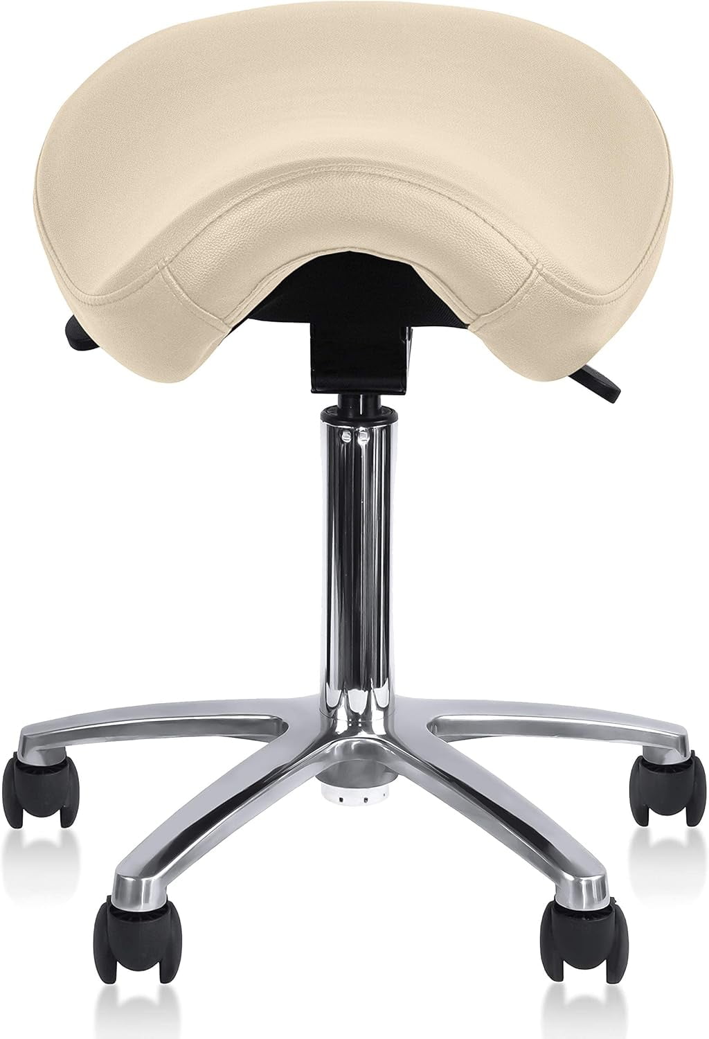 Ergonomic Saddle Stool | Backless Rolling Office Task Chair with Adjustable Height and Tilt | PU ...