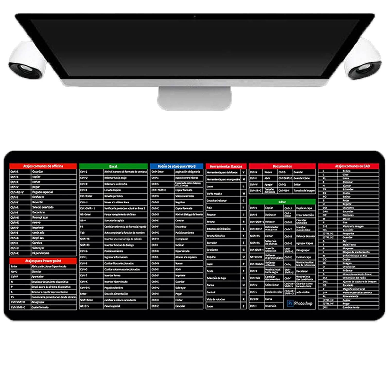 Ergonomic Shortcut Key Mouse Pad, Large Surface Area, Non-Slip Rubber ...