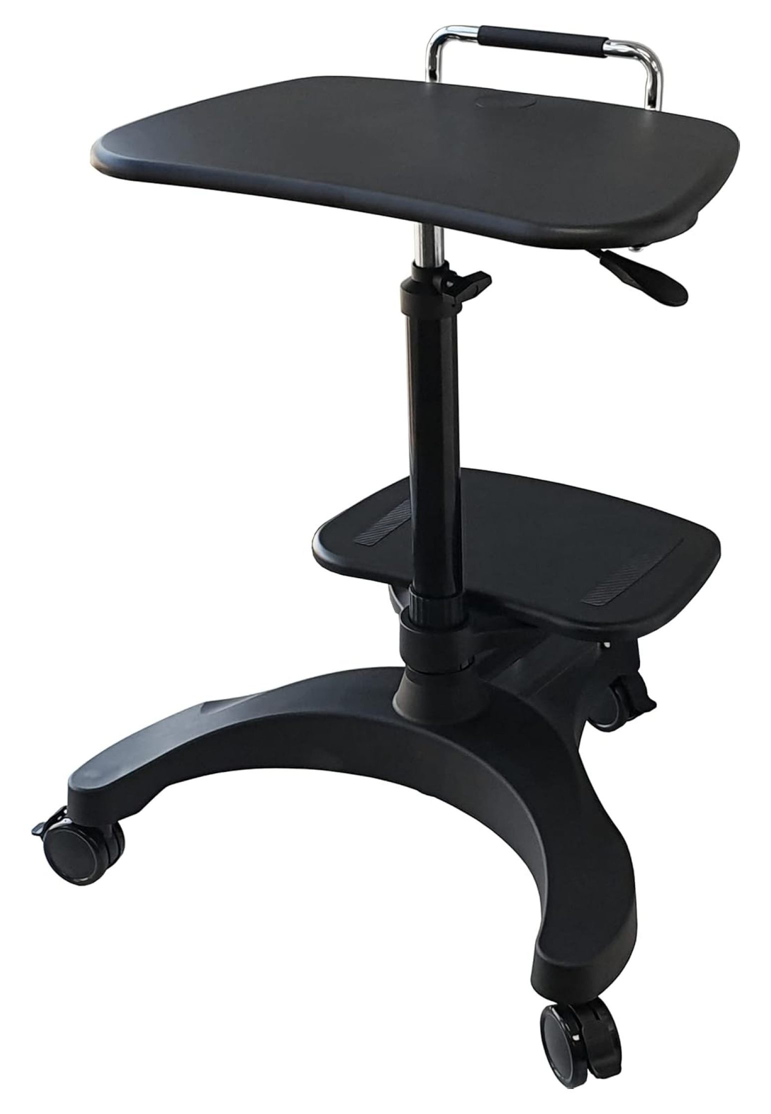 Ergonomic Sit-Stand Mobile Laptop Cart Work Station with Printer Shelf ...