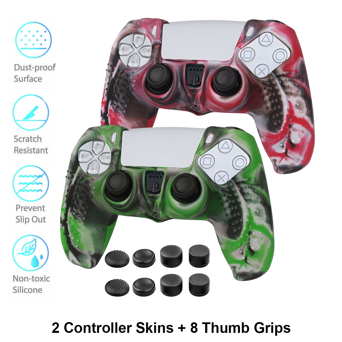 Ergonomic Soft Anti-Slip PS5 Controller Silicone Case Cover, Rubber ...