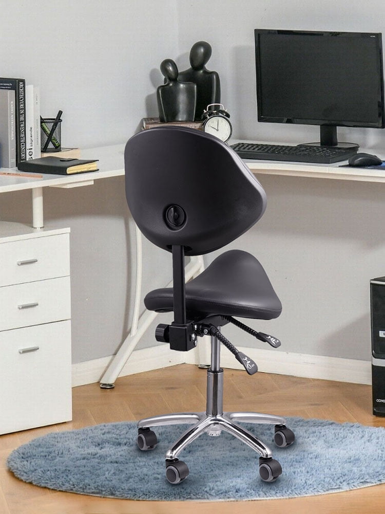 Ergonomic Swivel Saddle Chair with Footrest, Adjustable Rolling Stool ...