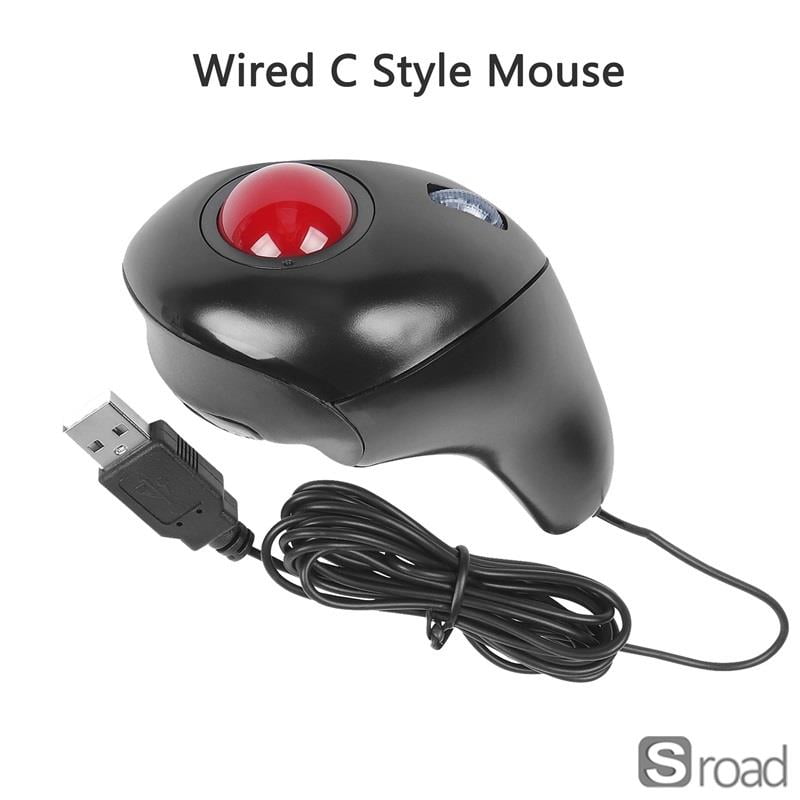 Ergonomic Thumb Trackball Mouse, 2.4G Wireless & Wired Options, 1600DPI ...