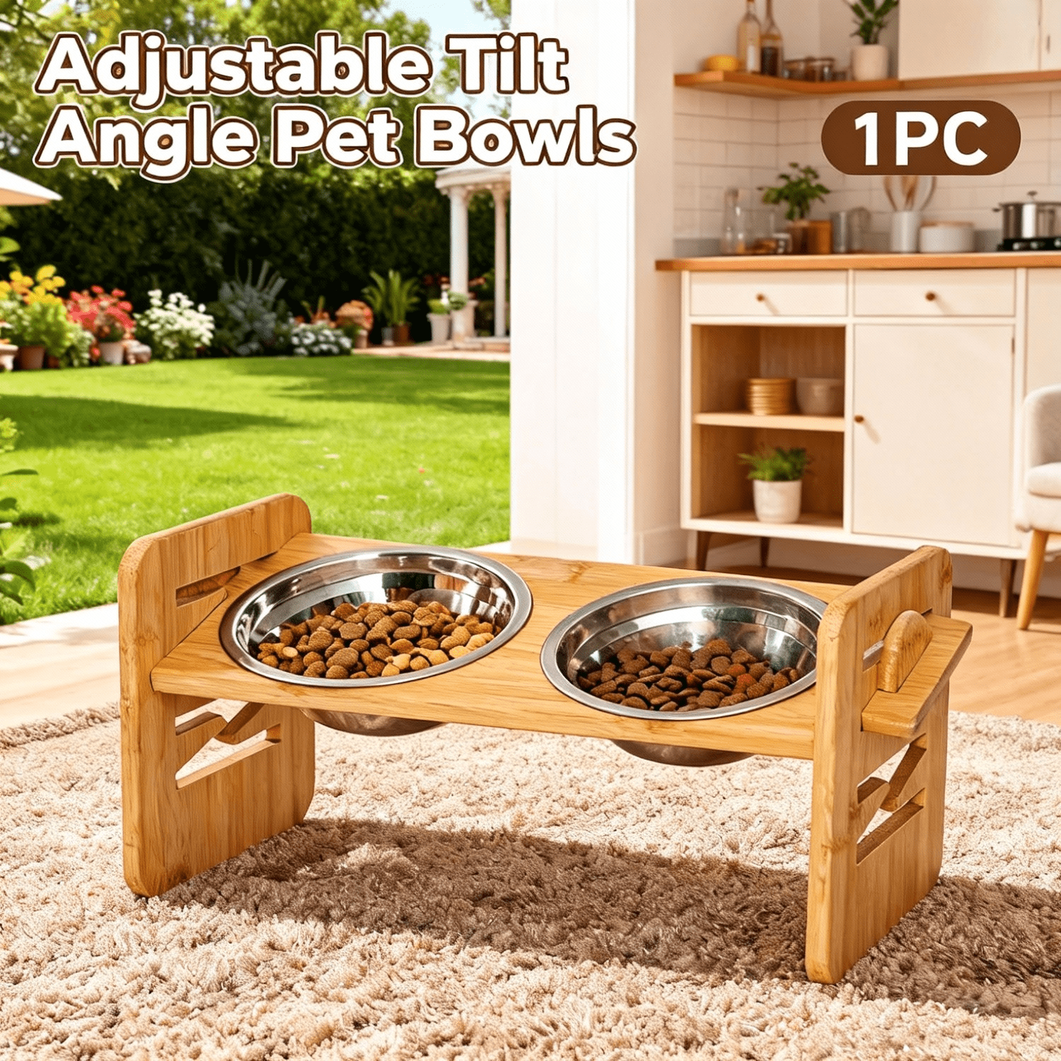 Ergonomic Tilt-Angle Pet Bowls Elevated for Small Breeds,Complete Stand ...