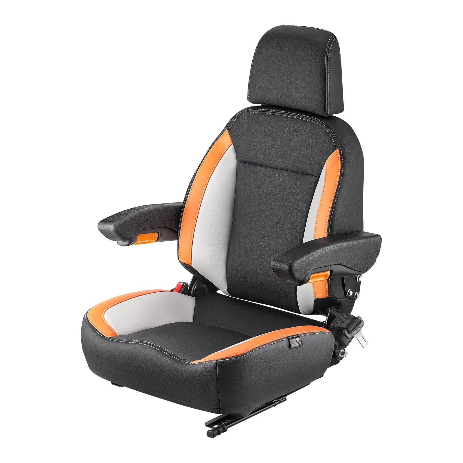 Ergonomic Tractor Seat with Adjustable Armrests, Headrest & Safety Belt ...