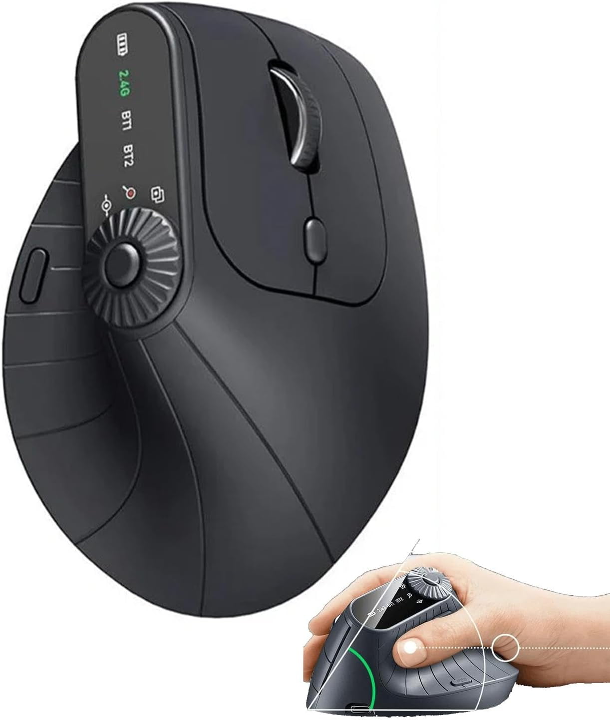 Ergonomic Triple-Connect Wireless Mouse – 2025 New Upgrade Rechargeable ...
