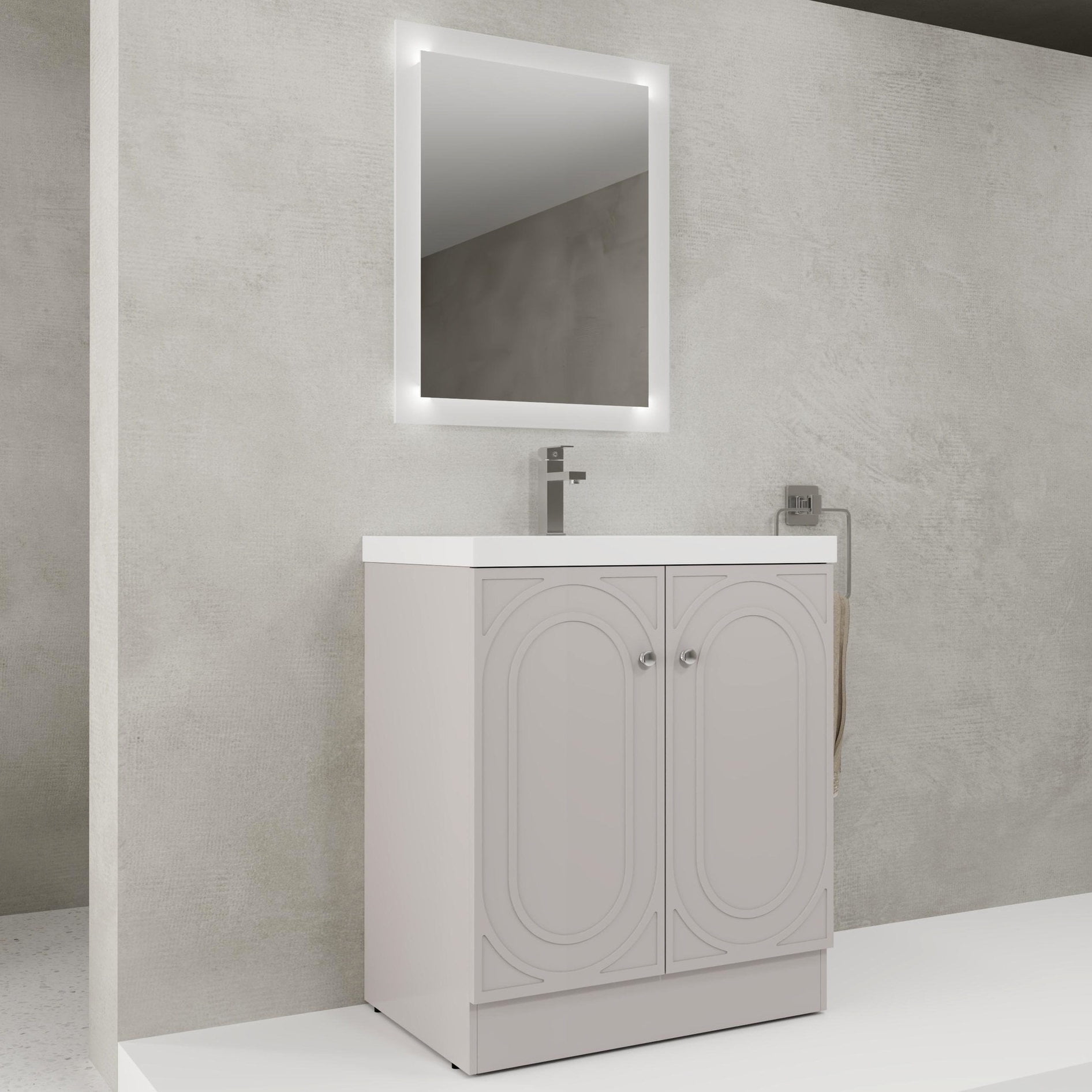 Ergonomic Vanity Design+Integral Sink and Cabinet"-"Bathroom Decor ...