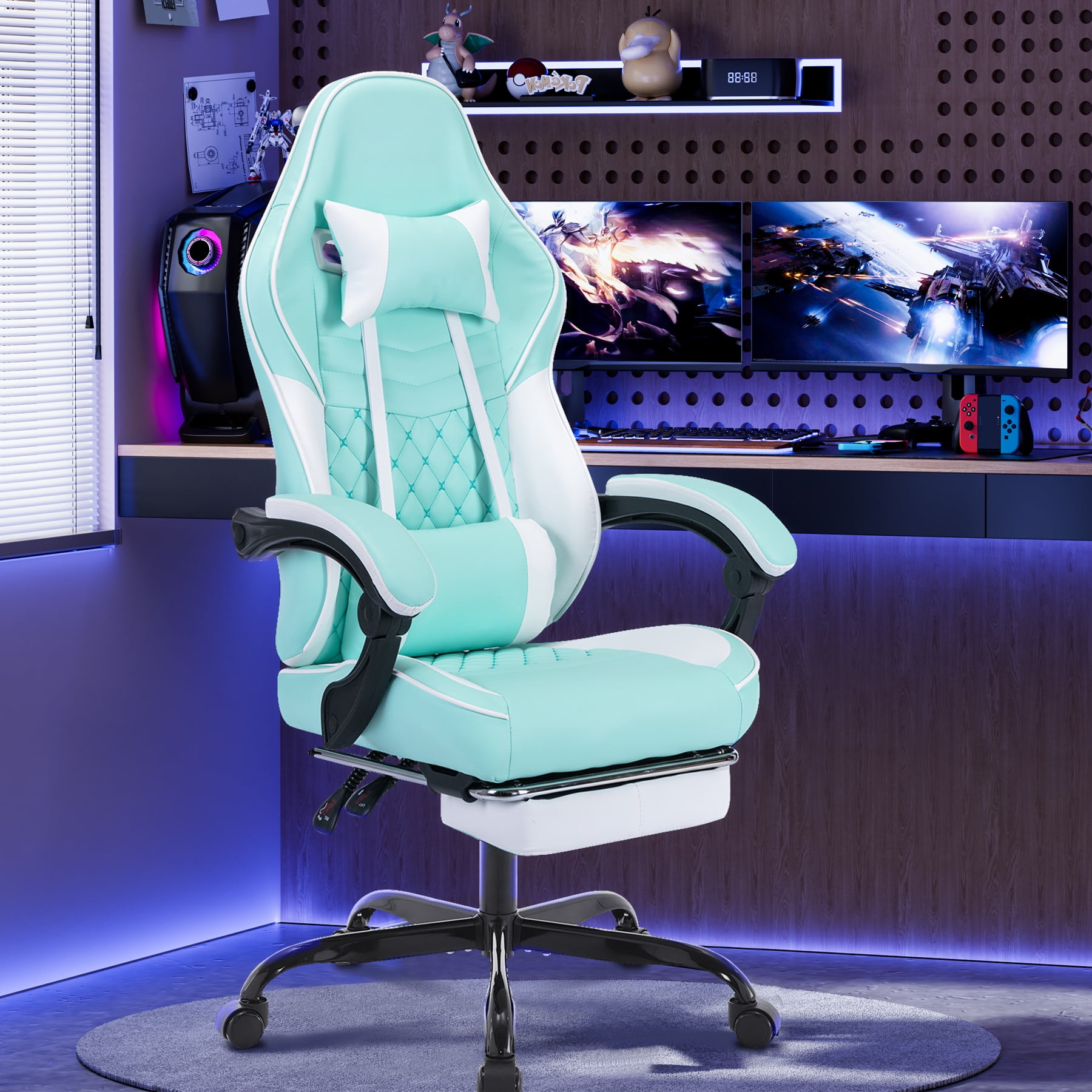 Ergonomic Video Gamer Chairs,Computer Gaming Chairs with Massage Lumbar ...