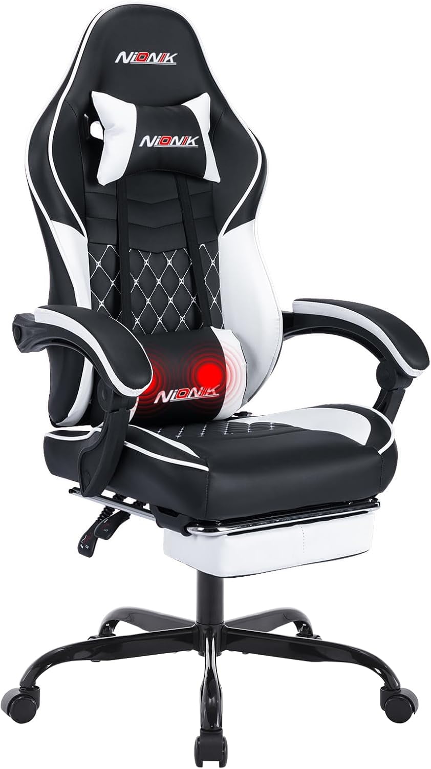 Ergonomic Video Gamer Chairs,Computer Gaming Chairs with Massage Lumbar ...
