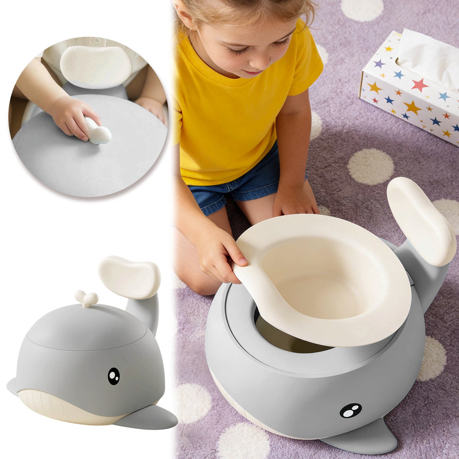 Ergonomic Whale-Shaped Travel Potty Lightweight Quick-Clean Portable ...