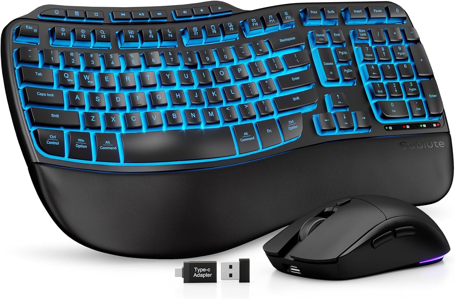 Ergonomic Wireless Keyboard and Mouse Combo, Rechargeable 4000mAh ...