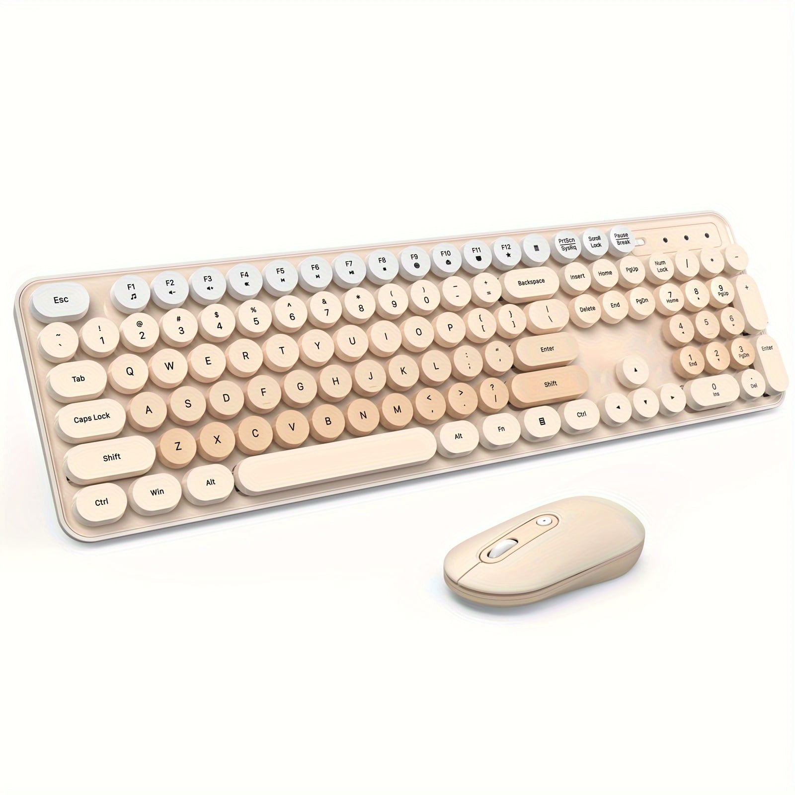 Ergonomic Wireless Keyboard and Mouse Combo - Silent, Full-Sized, Beige ...