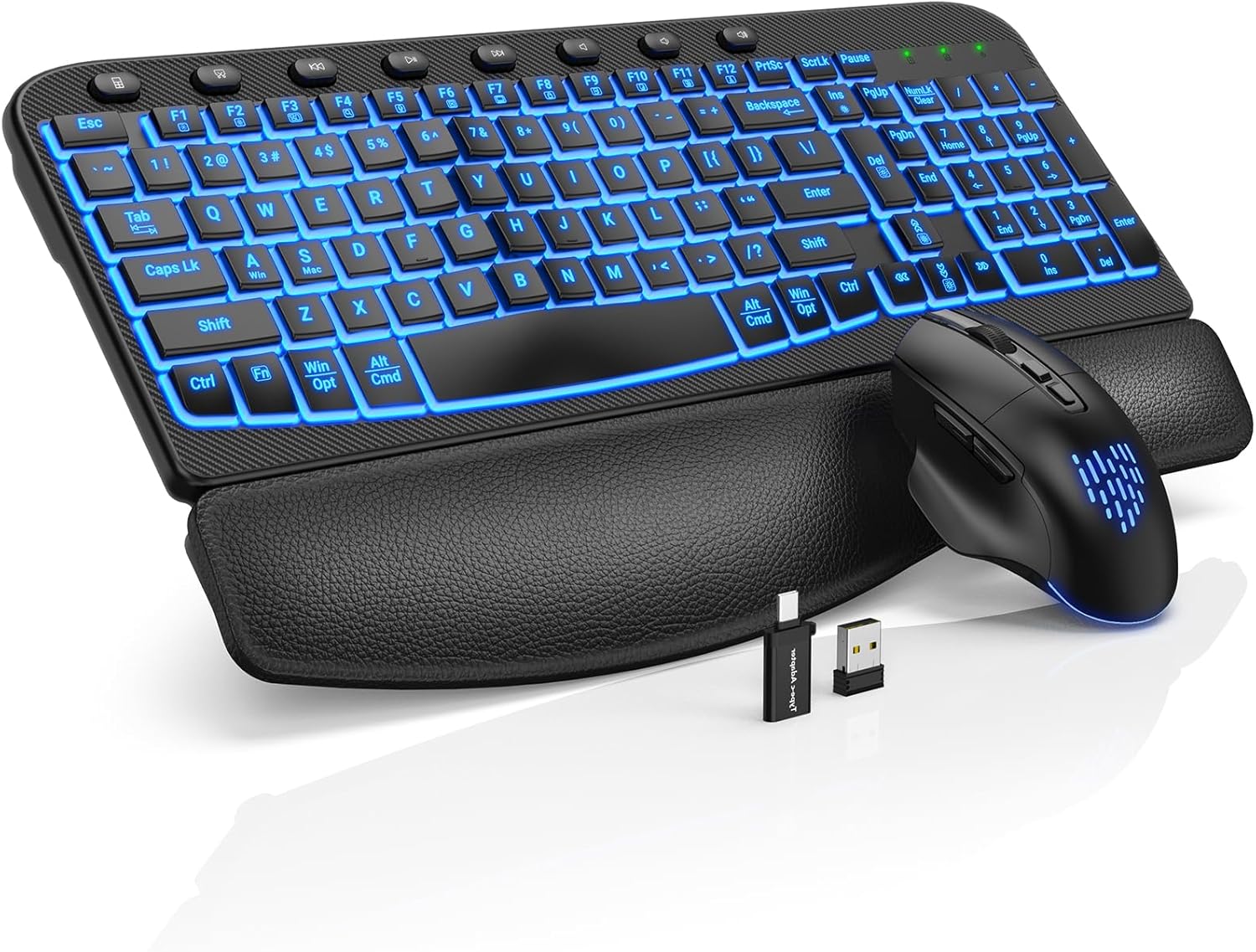 Ergonomic Wireless Keyboard and Mouse Combo - Wave Keyboard with Soft ...