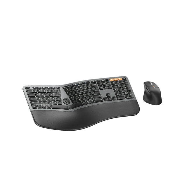 Ergonomic Wireless Keyboard Mouse, ProtoArc EKM01 Plus Full Size Ergo ...