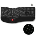 Ergonomic Wireless Keyboard with Trackball - Rechargeable, Backlit ...