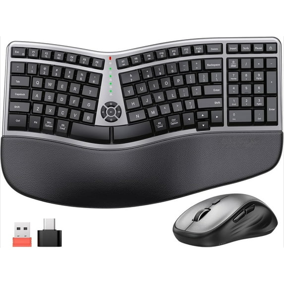 Ergonomic Wireless Keyboard and Mouse Combo, 2.4G Curved Compact ...