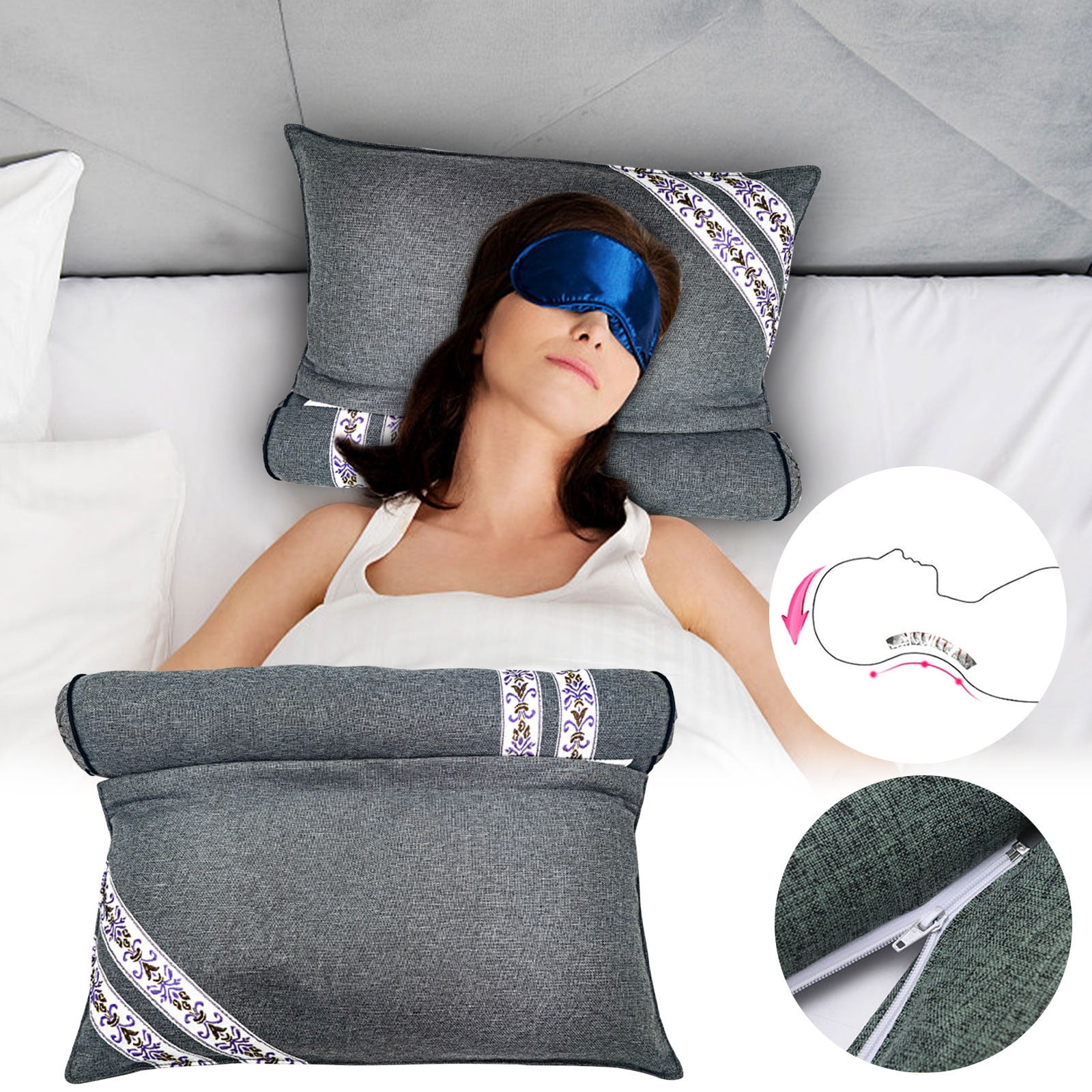 Ergonomic Wormwood Cervical Pillow - Detachable Conjoined Design with ...