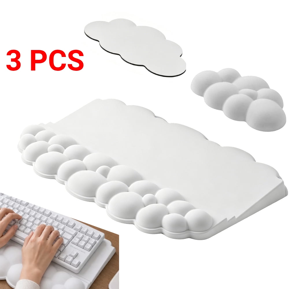Ergonomic Wrist Rest for Keyboard and Mouse, White Soft Memory Foam ...