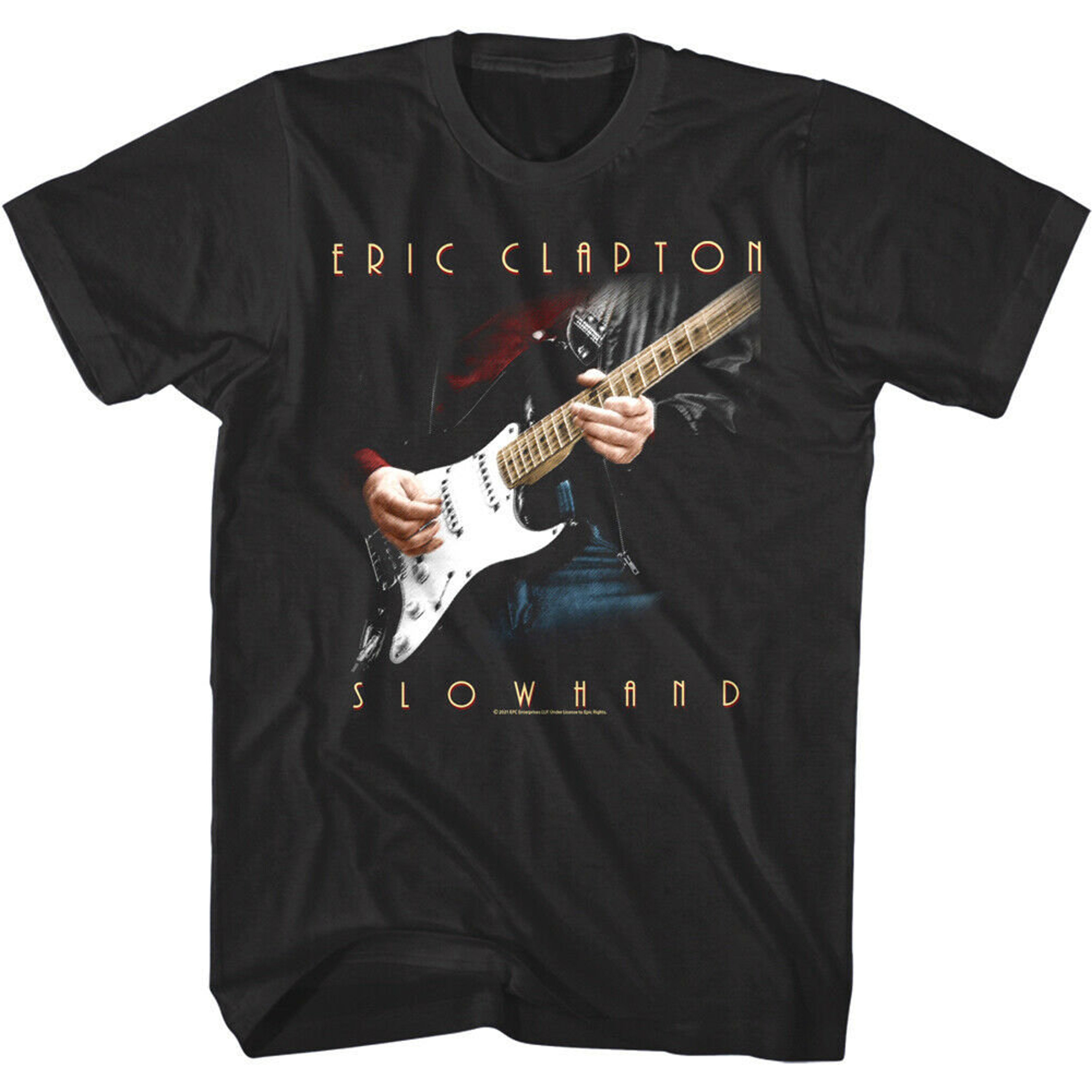 Eric Clapton Men's T-shirt Slowhand Album Cover Black Graphic Tee Rock ...