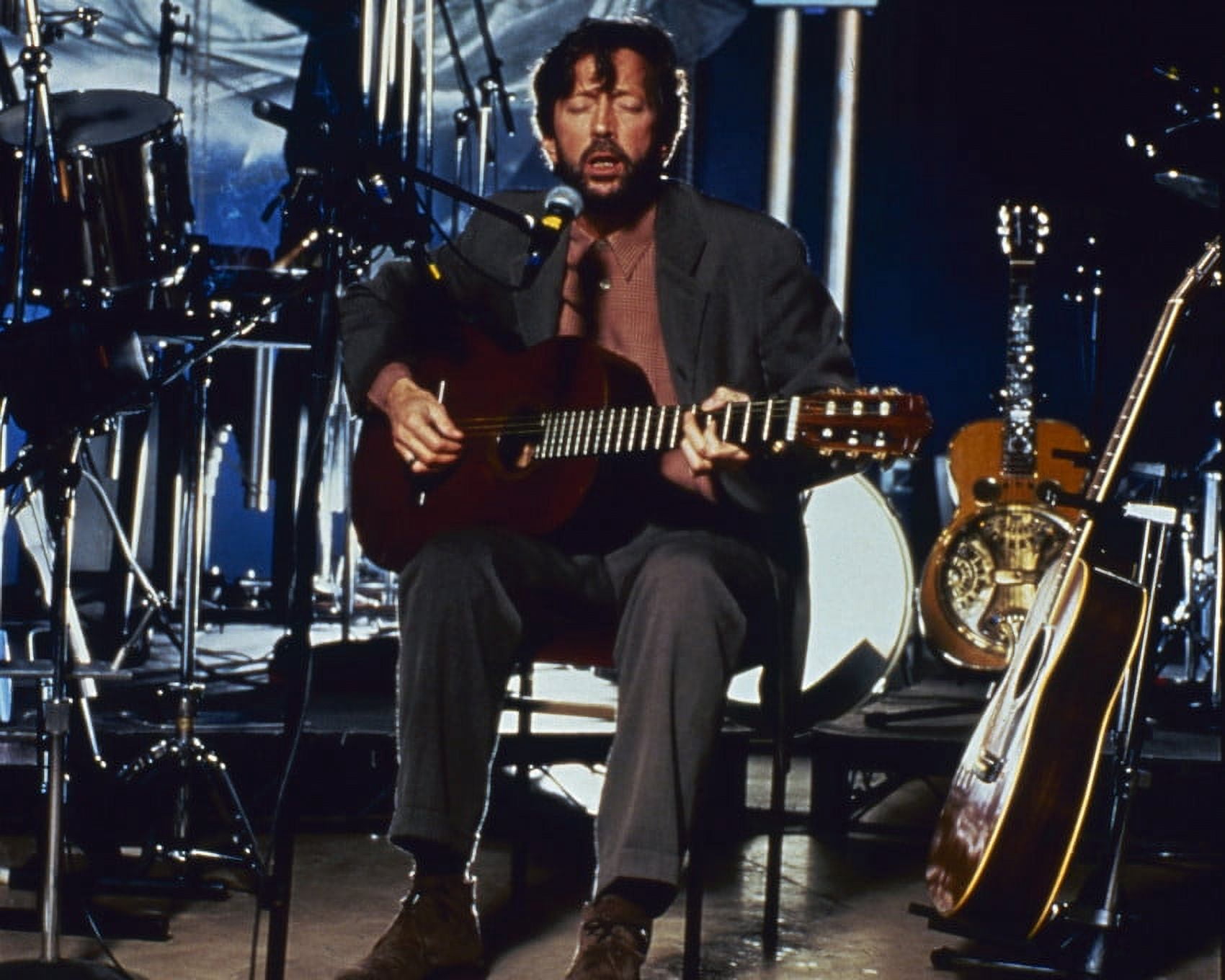 Eric Clapton classic seated playing guitar unplugged on stage 24x36 ...