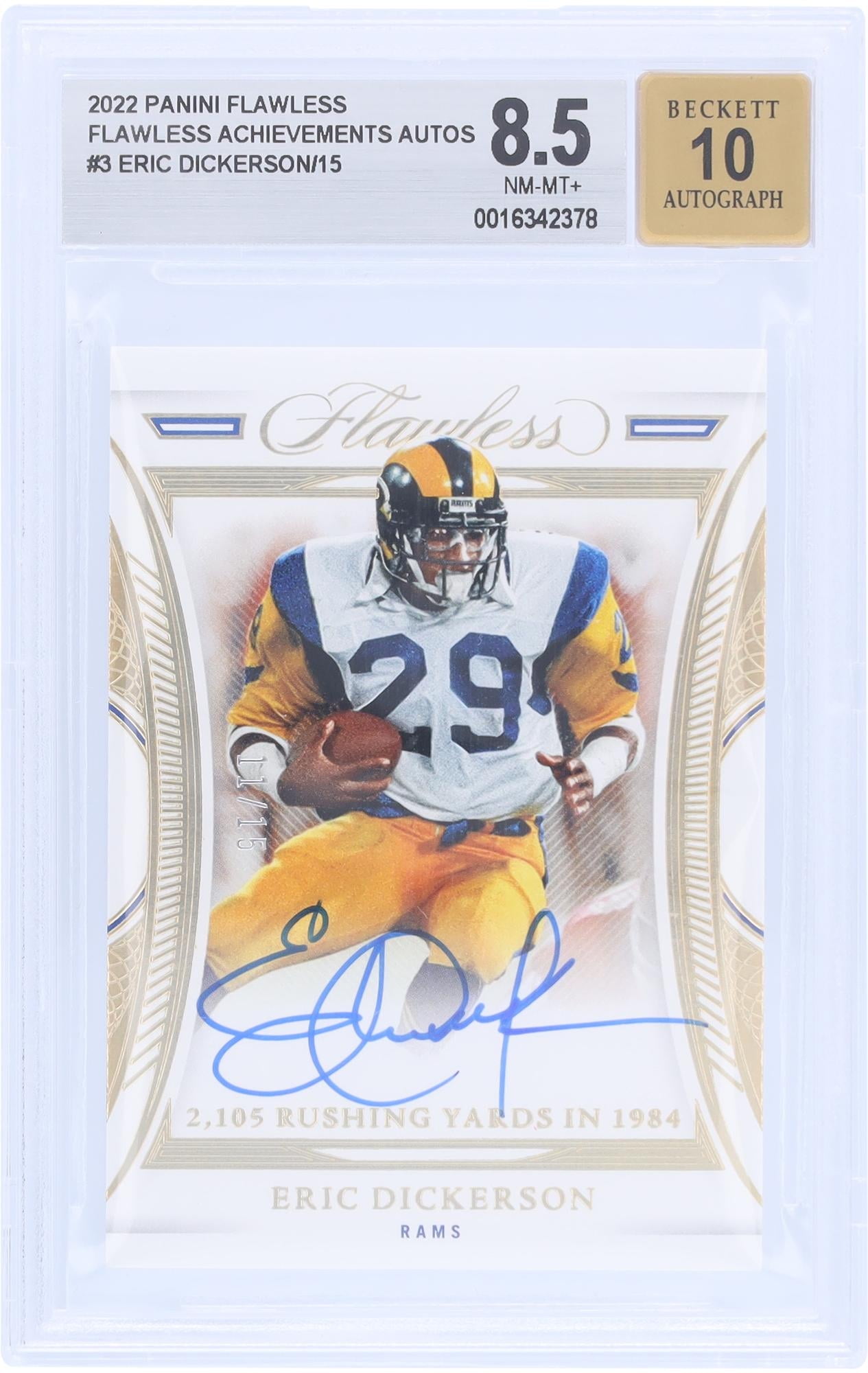 Eric Dickerson Los Angeles Rams Autographed 2022 Panini Flawless ...
