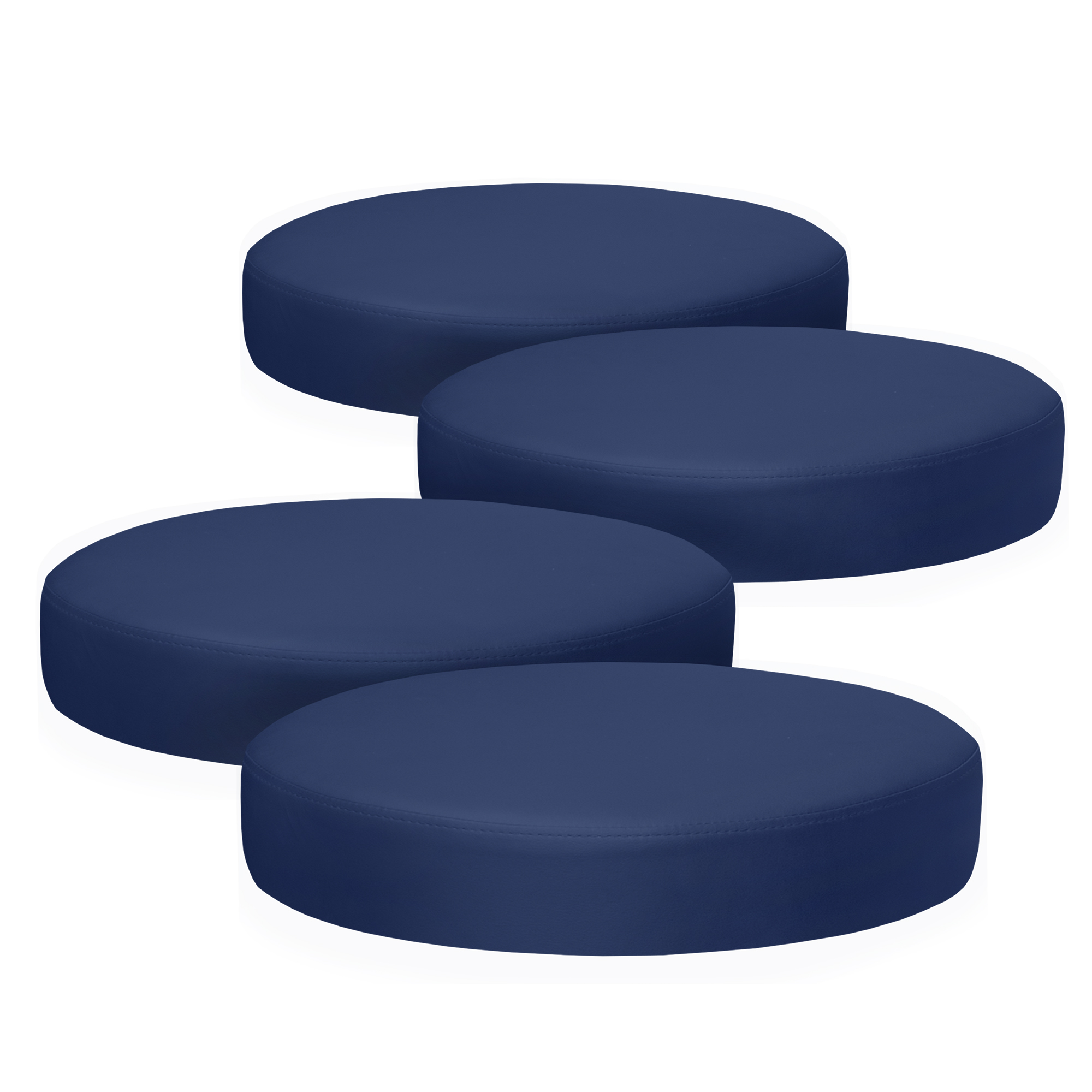 Regency Eric Low Round Vinyl Ottoman (Set of 4)- Naval Blue - Walmart.com