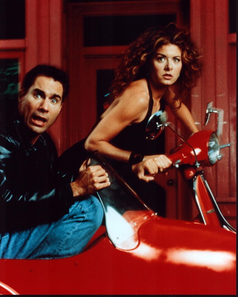 Eric Mccormack And Debra Messing On Motorcycle And Sidecar For Will ...