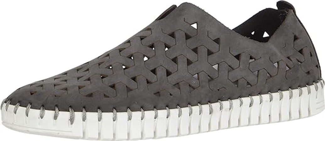 Eric Michael Women's Inez Leather Slip-On Flat Comfort Shoes, Grey ...