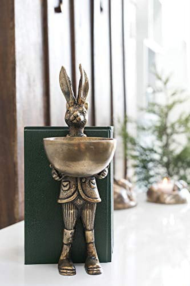 Eric and Eloise Collection 14-inch Brass Figurine with Bowl, Rabbit - Walmart.com