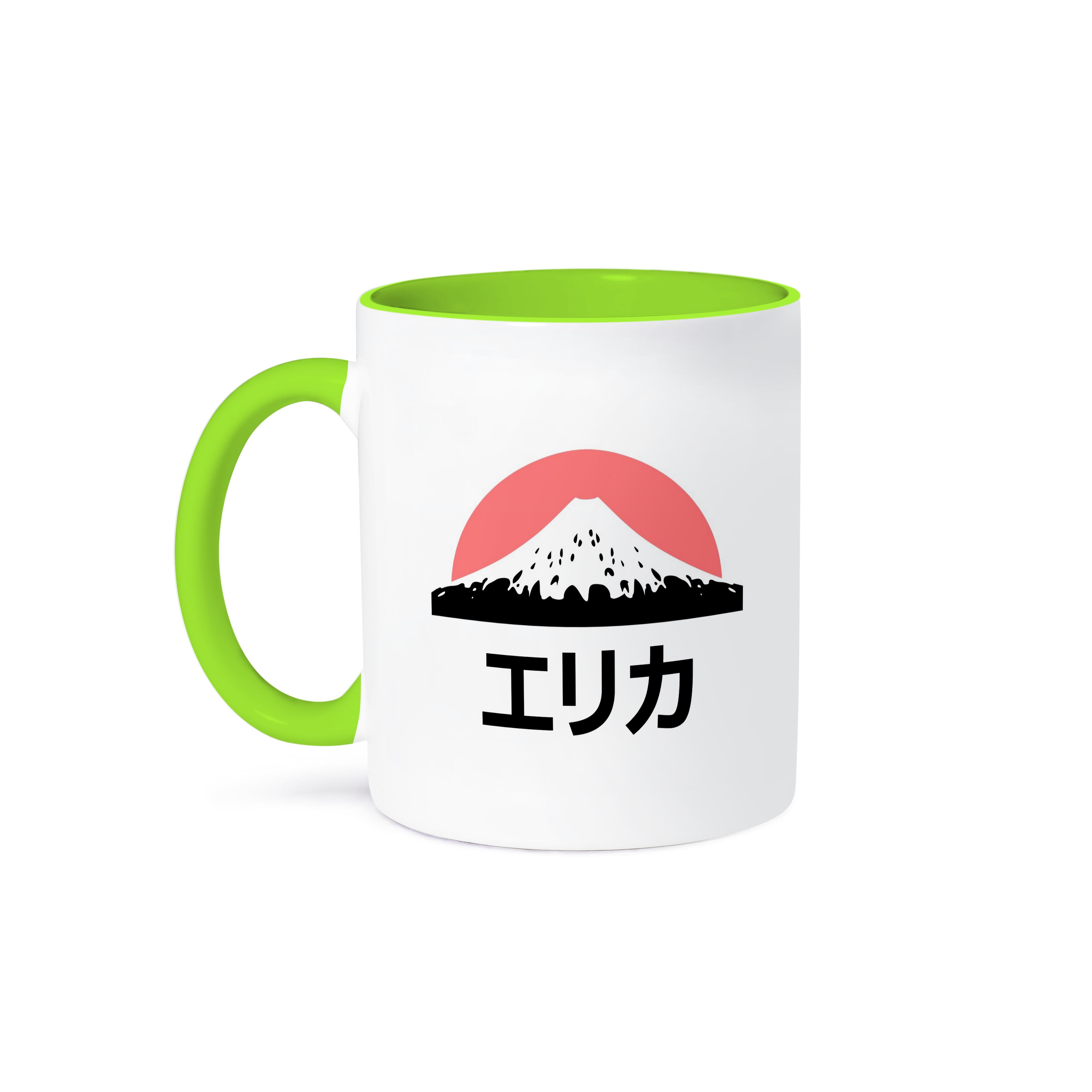 3drose, Erica or Erika in Japanese Letters, 11oz Two-tone Green Mug ...