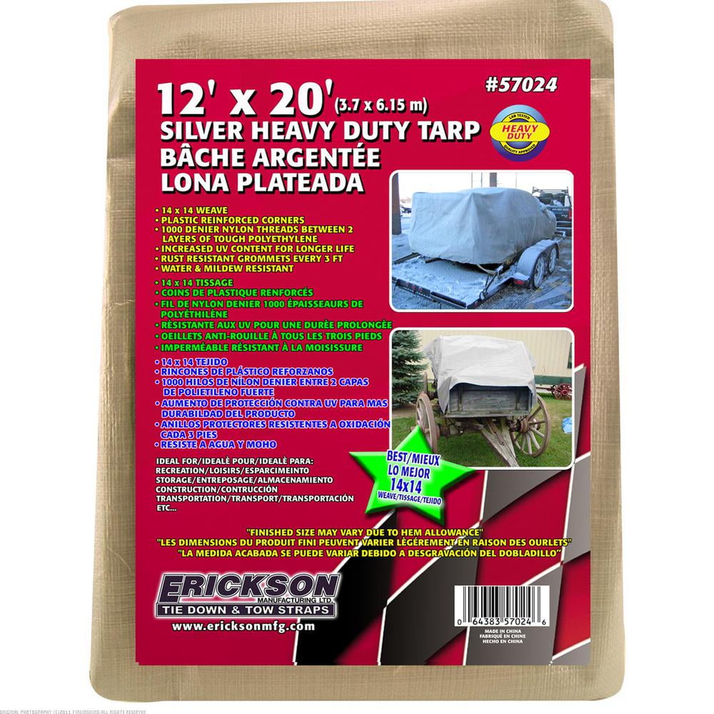 Erickson 12'x20' Silver Heavy Grade Poly Tarp - Walmart.com
