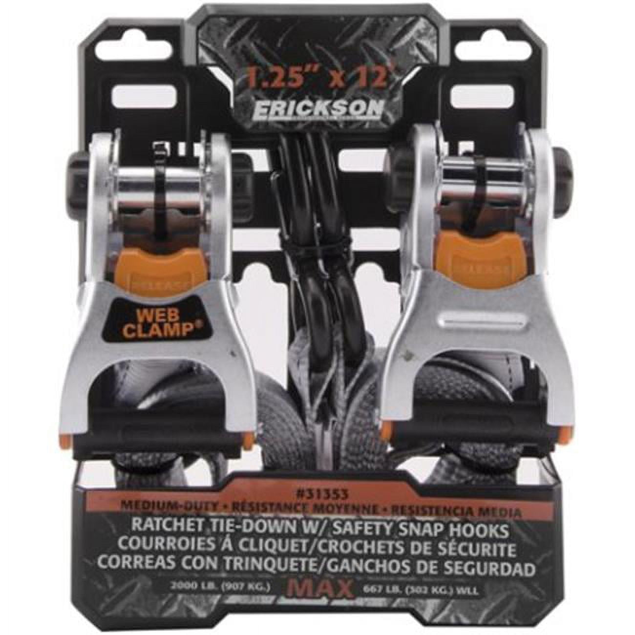 Erickson 31353 1.25 in. x 12 ft. Web Clamps, Gray - Walmart.com