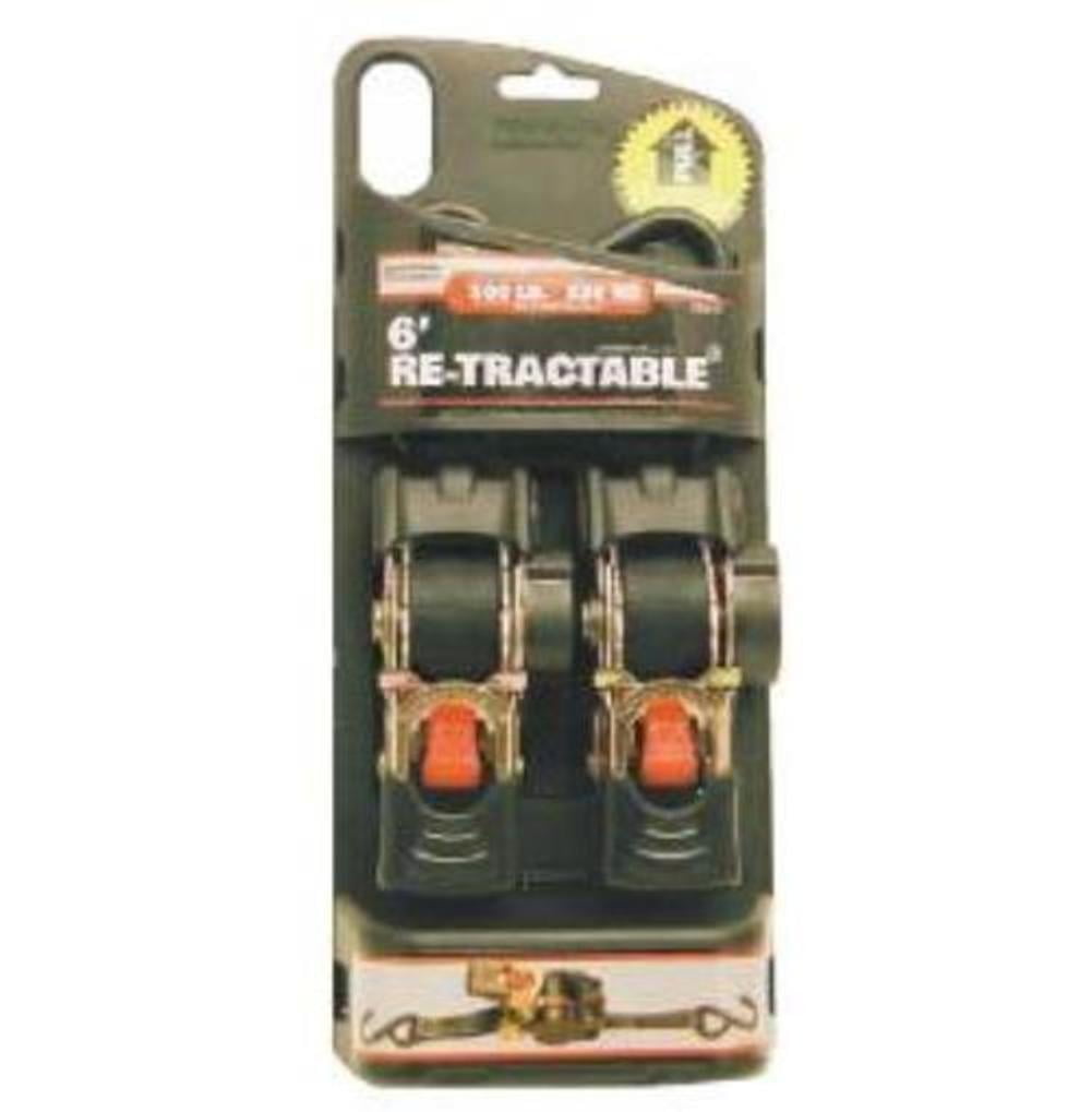 Erickson 34413 Retractable Ratchet Strap - 1in x 6ft - Black - Walmart.com