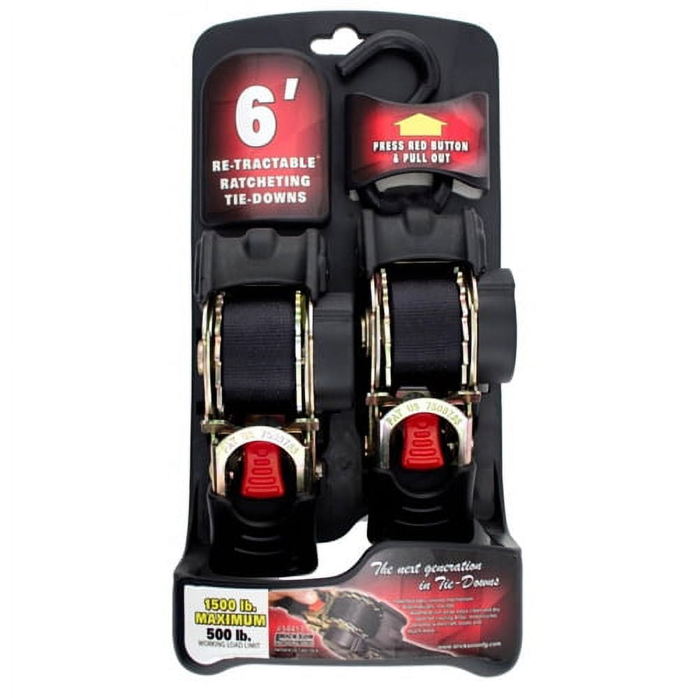 Erickson Retractable Ratchet Strap, 1 in x 6 ft, Black, 1500 lbs Load ...