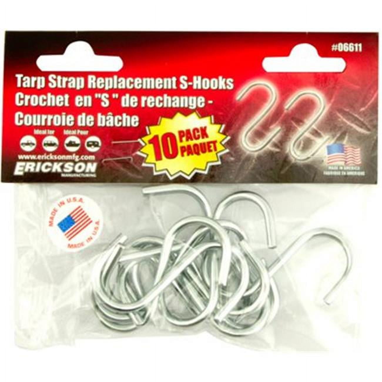 Erickson 6611 S Shape Hook, Black - Pack of 10 - Walmart.com