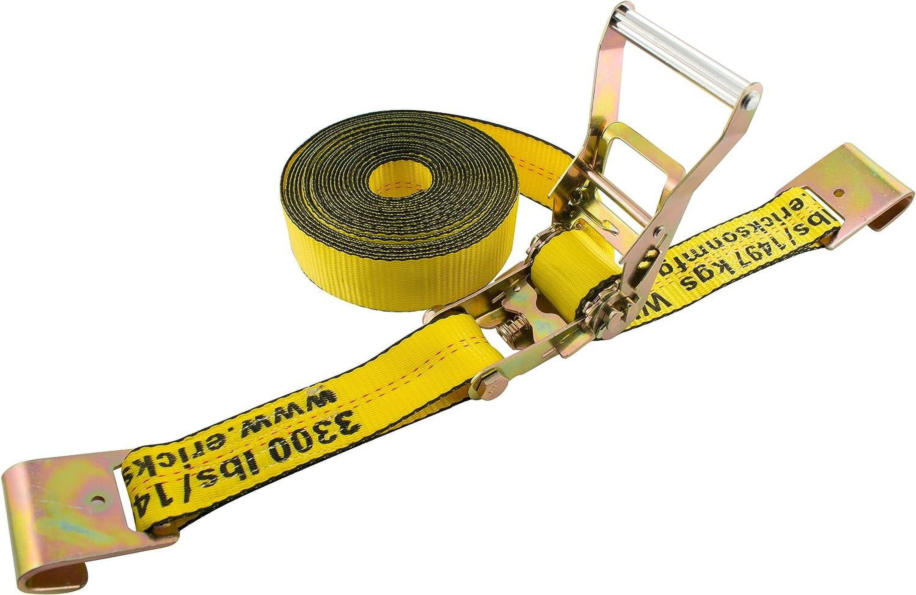 Erickson 78527 2" x 27' 10,000 lbs Load Limit Ratcheting Tie-Down Strap with Flat Hooks , Yellow ...