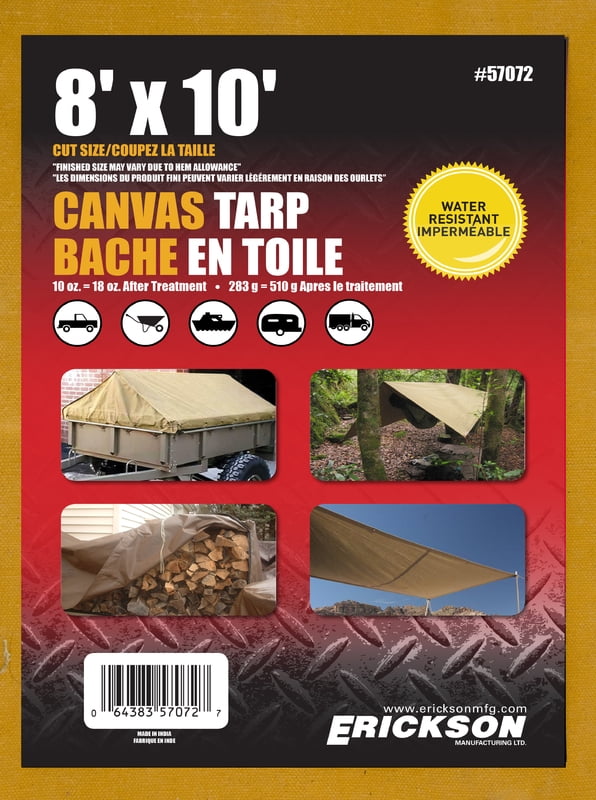 Erickson 8'x10' Canvas Tarp 10 oz - Walmart.com