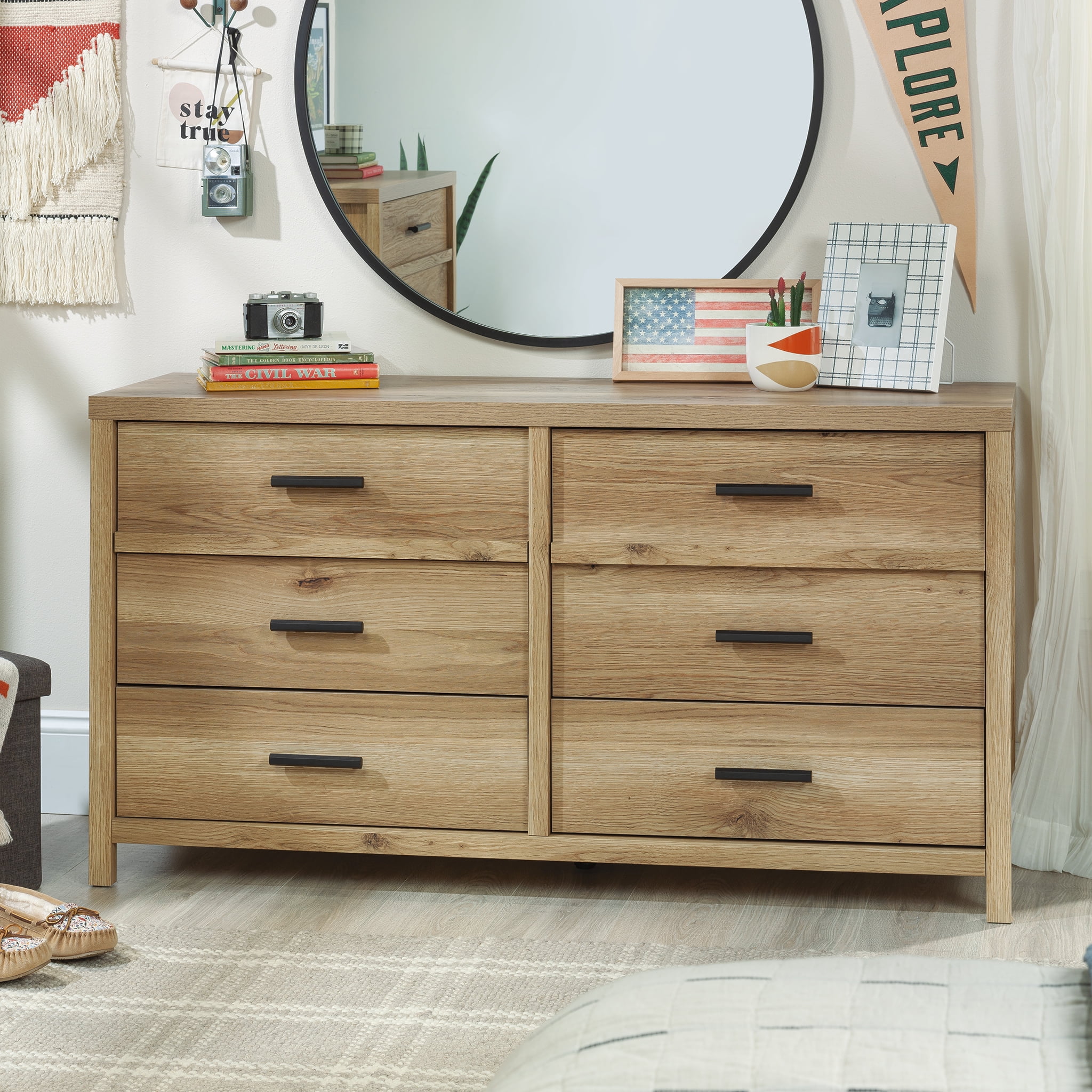 Erie Collection by Sauder 6-Drawer Bedroom Dresser, Timber Oak Finish ...