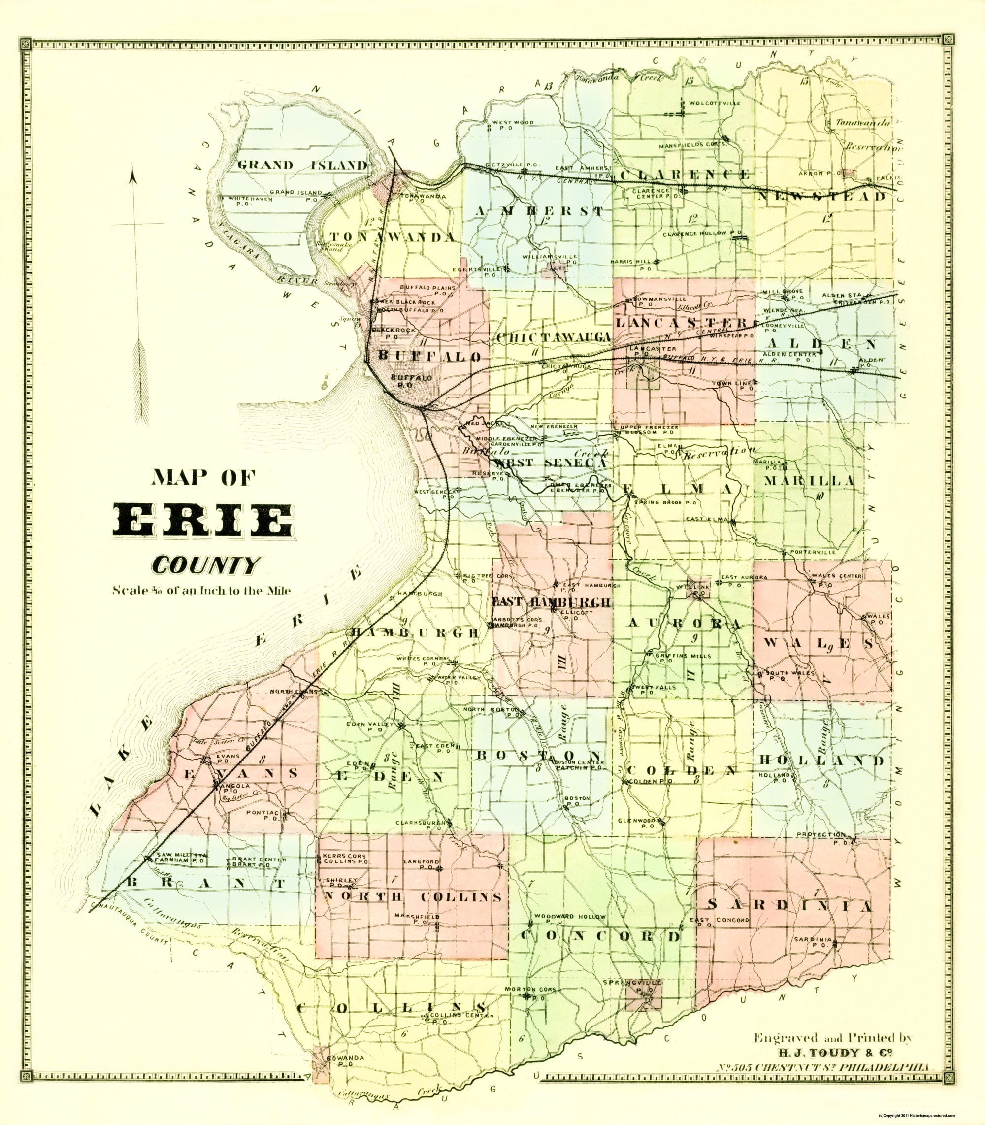Erie County Town Map Erie County 1909 New York Historical Atlas