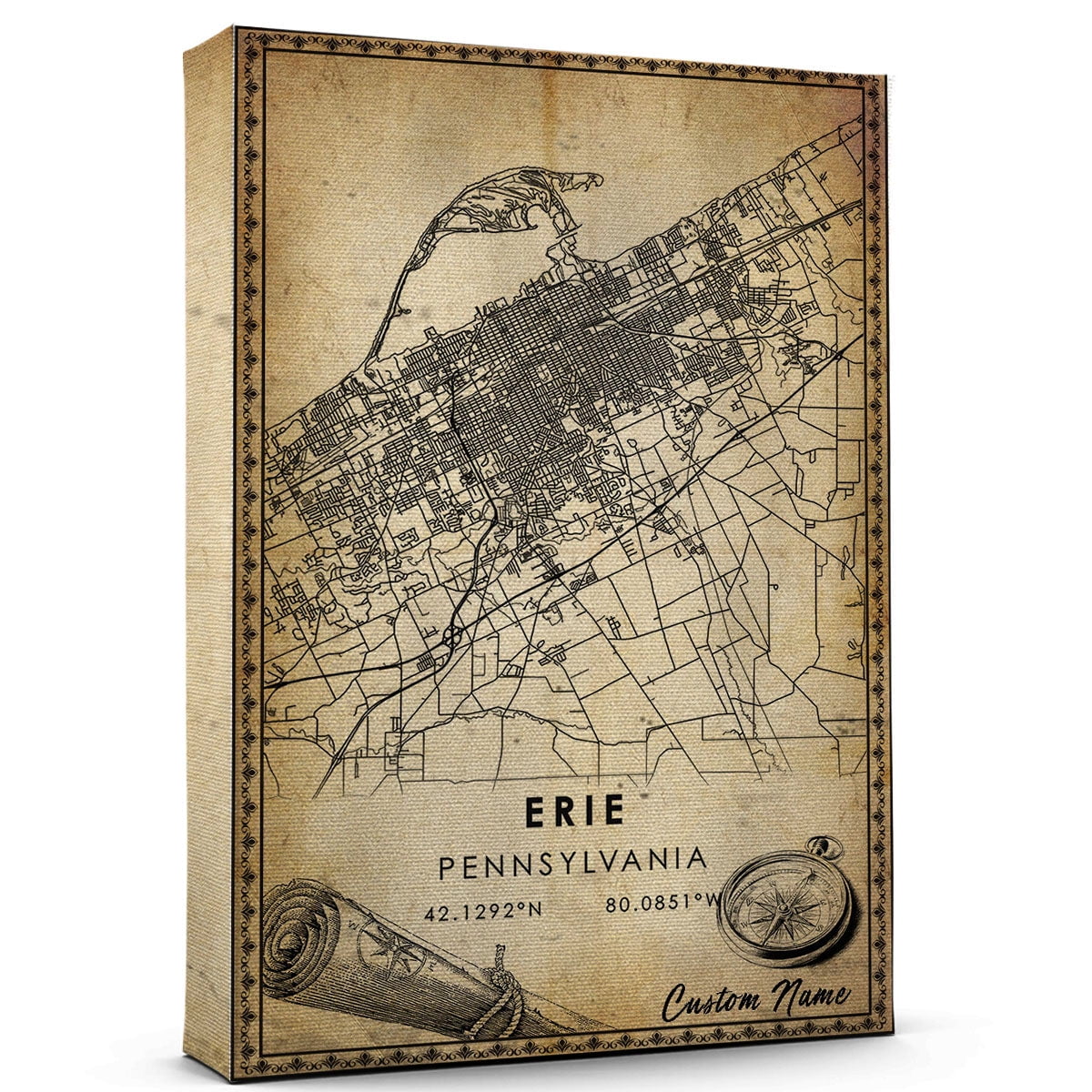 Erie Map Poster, Pennsylvania Map Art Poster, Canvas, Erie Map City ...