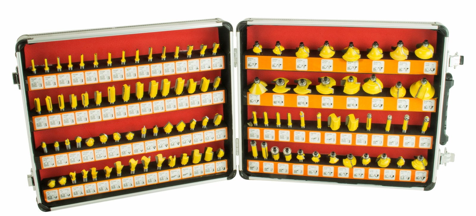 Erie Tools 100 Piece 1/4" Shank Router Bit Set Tungsten Carbide Tips ...