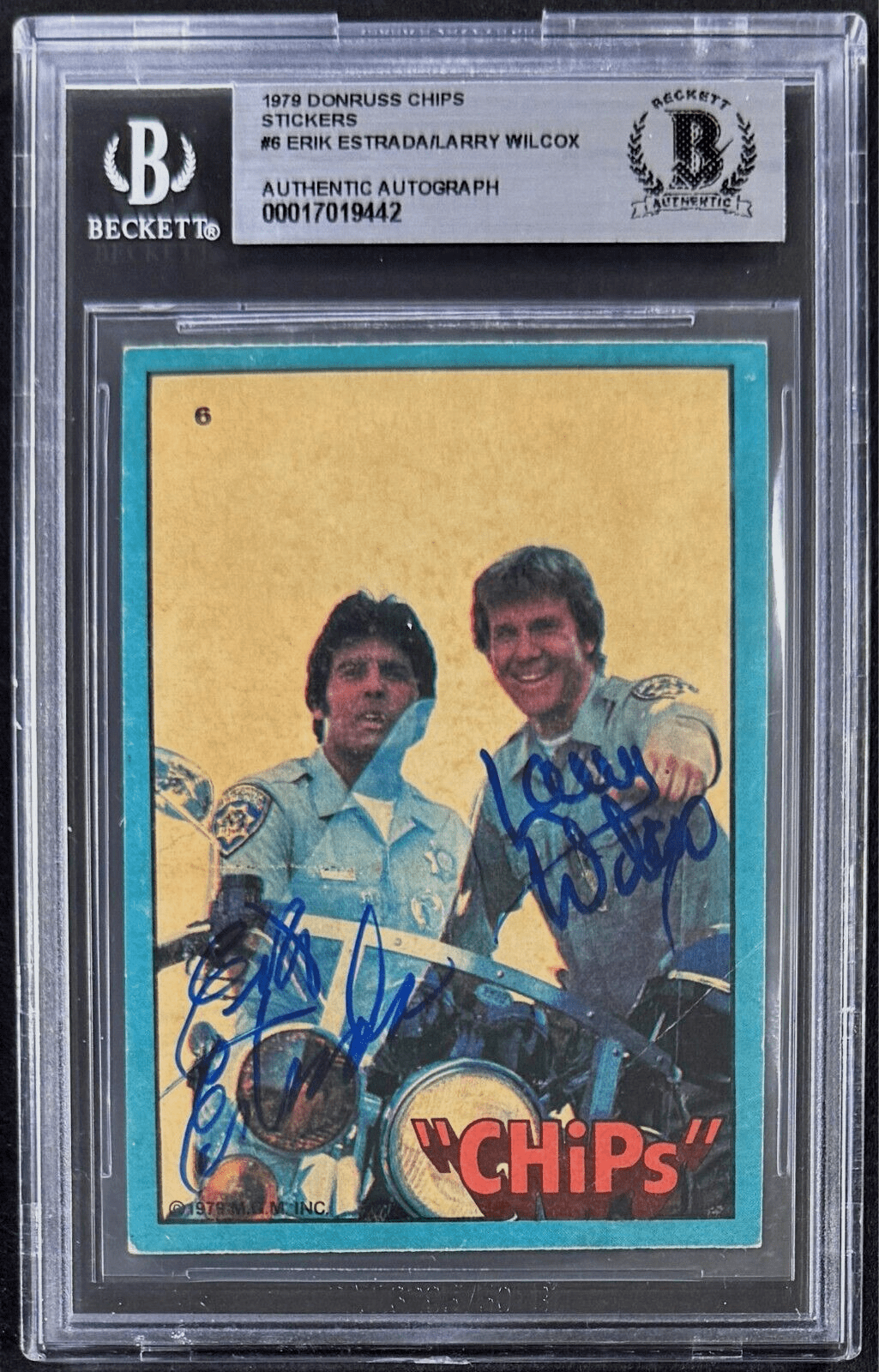 Erik Estrada Larry Wilcox Signed 1979 Donruss Chips Stickers #6 Beckett ...