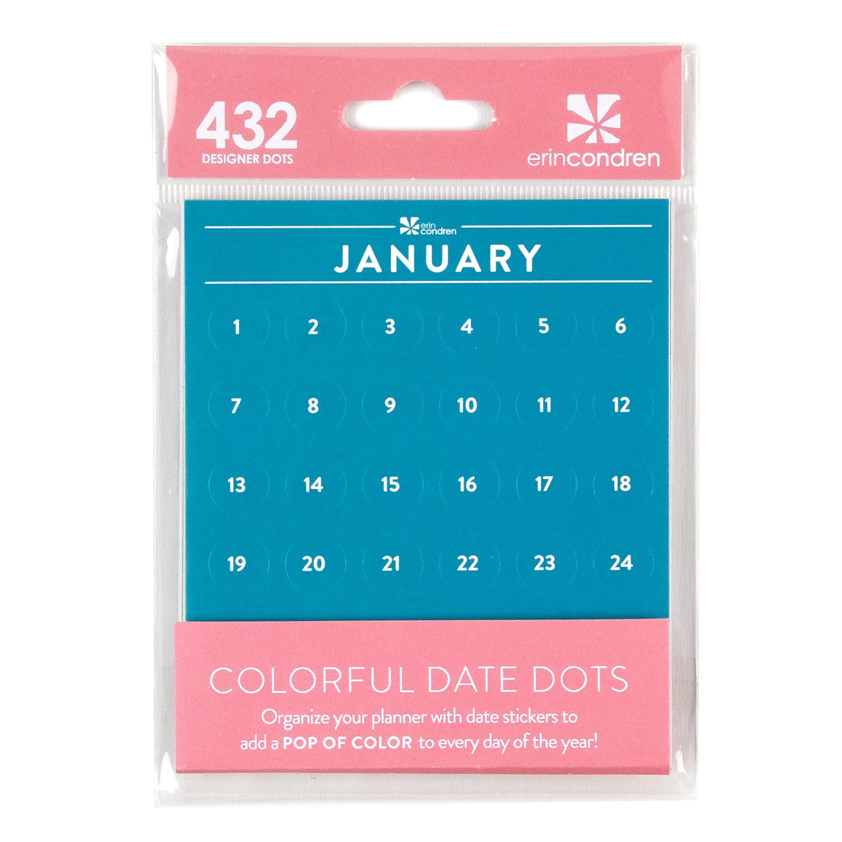 Erin Condren Designer Sticker Sheets - Colorful Date Dots Stickers - 12 ...