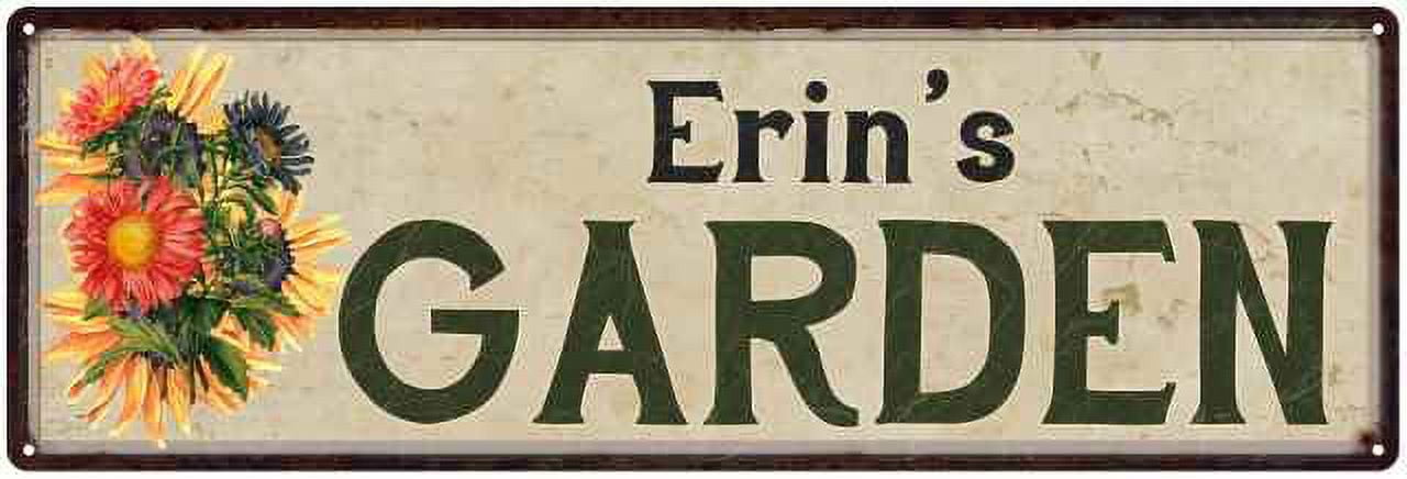 Erin's Garden Sign Flower Chic Decor 6x18 Sign Gift 106180017163 ...