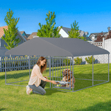 Erinnyees 10FT Dog Kennel Outdoor, Heavy Duty, with Waterproof Cover ...